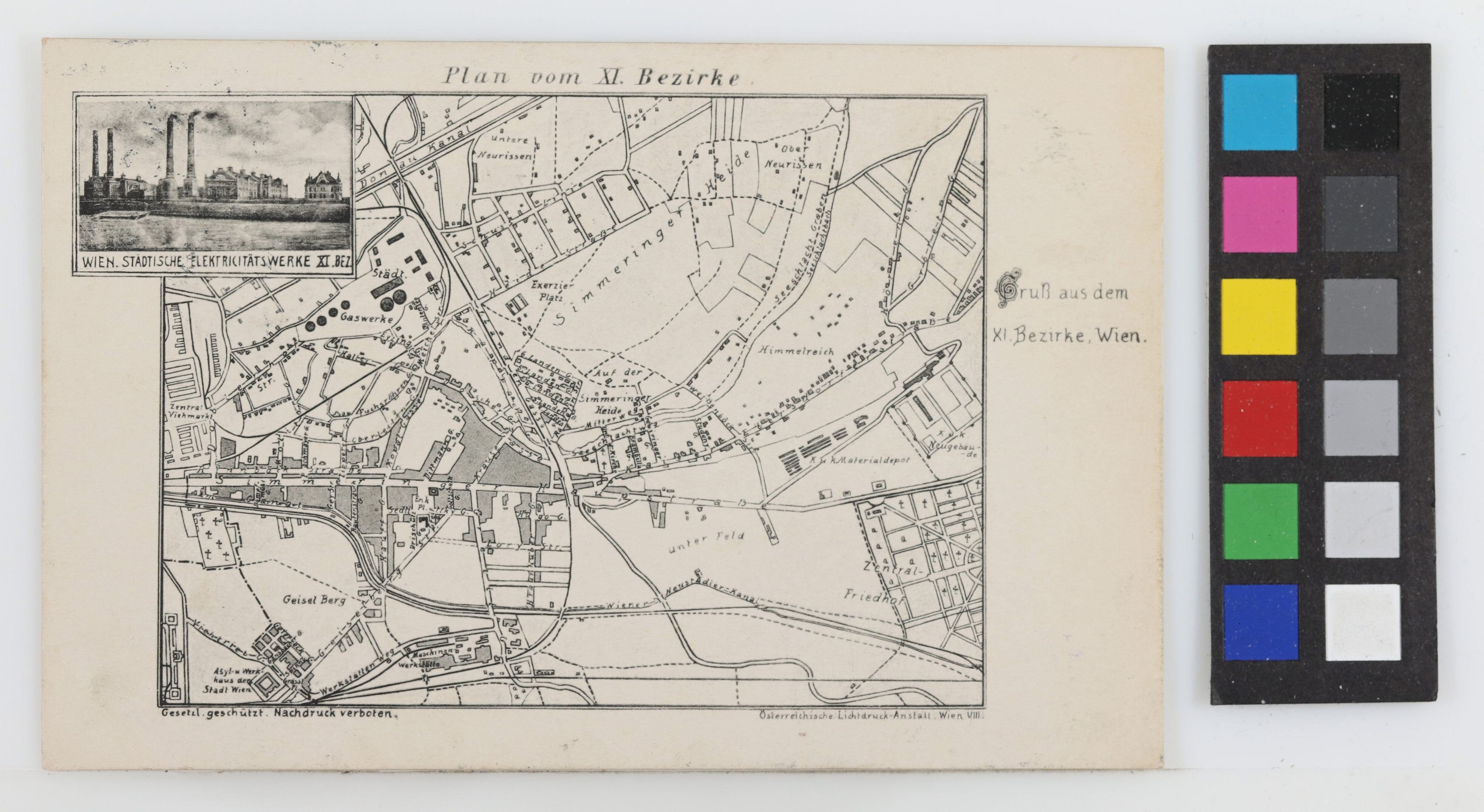 11., "Plan vom XI. Bezirke" und Teilansicht der städtischen ...