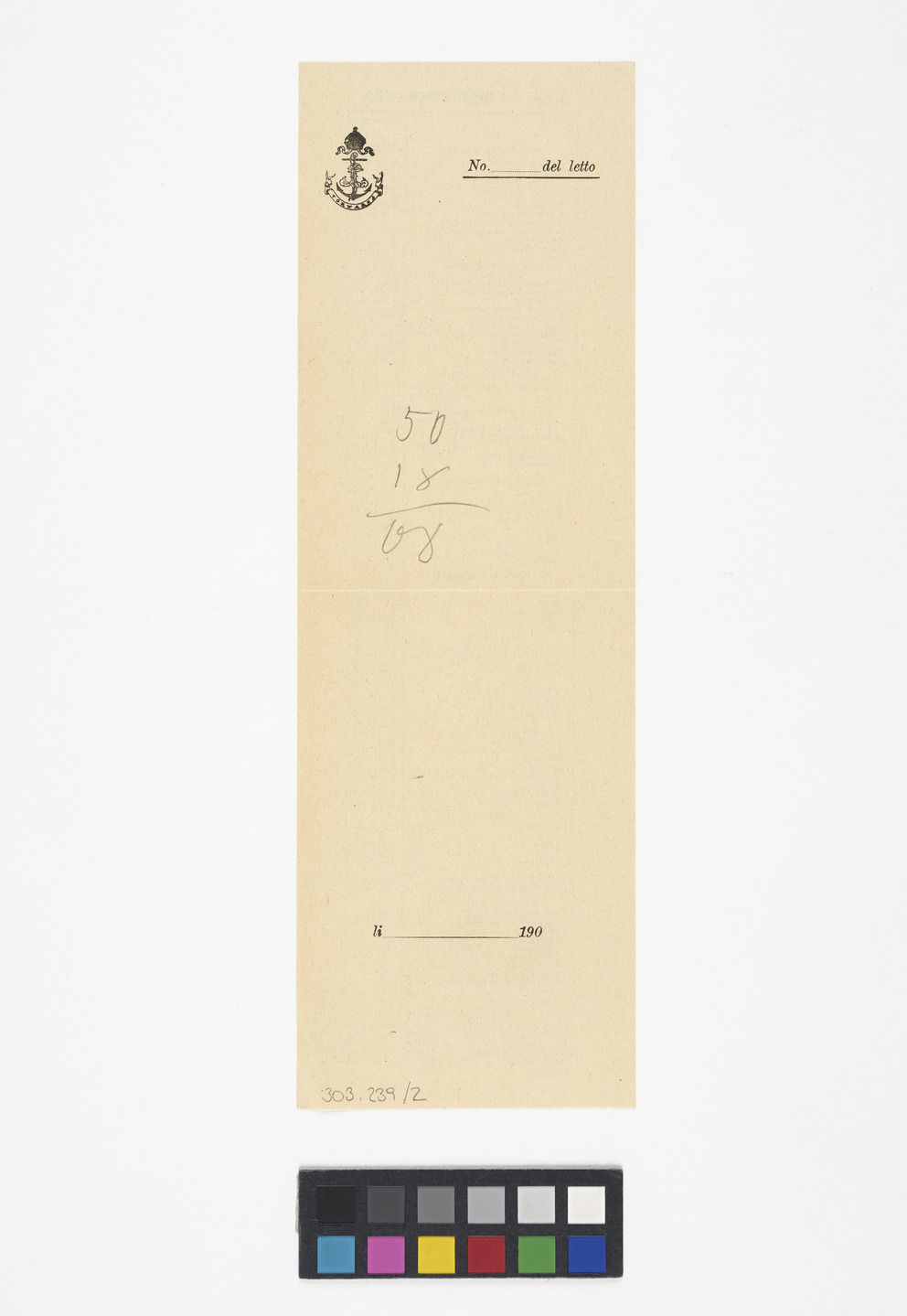 Rechnungszettel der "Linee del Mediterraneo", beigelegt einer Wein- und ...