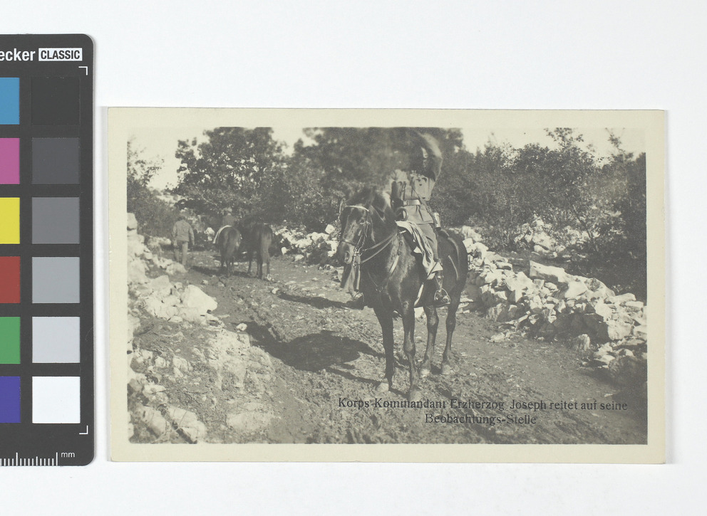 "Korps-Kommandant Erzherzog Joseph reitet auf seine Beobachtungs-Stelle ...