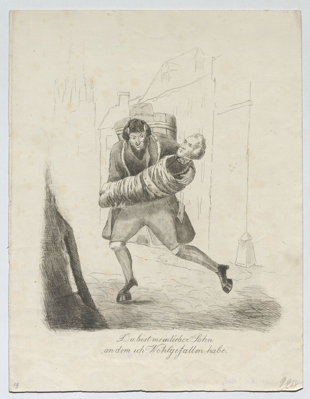 "Du bist mein lieber Sohn / an dem ich Wohlgefallen habe." (Karikatur ...