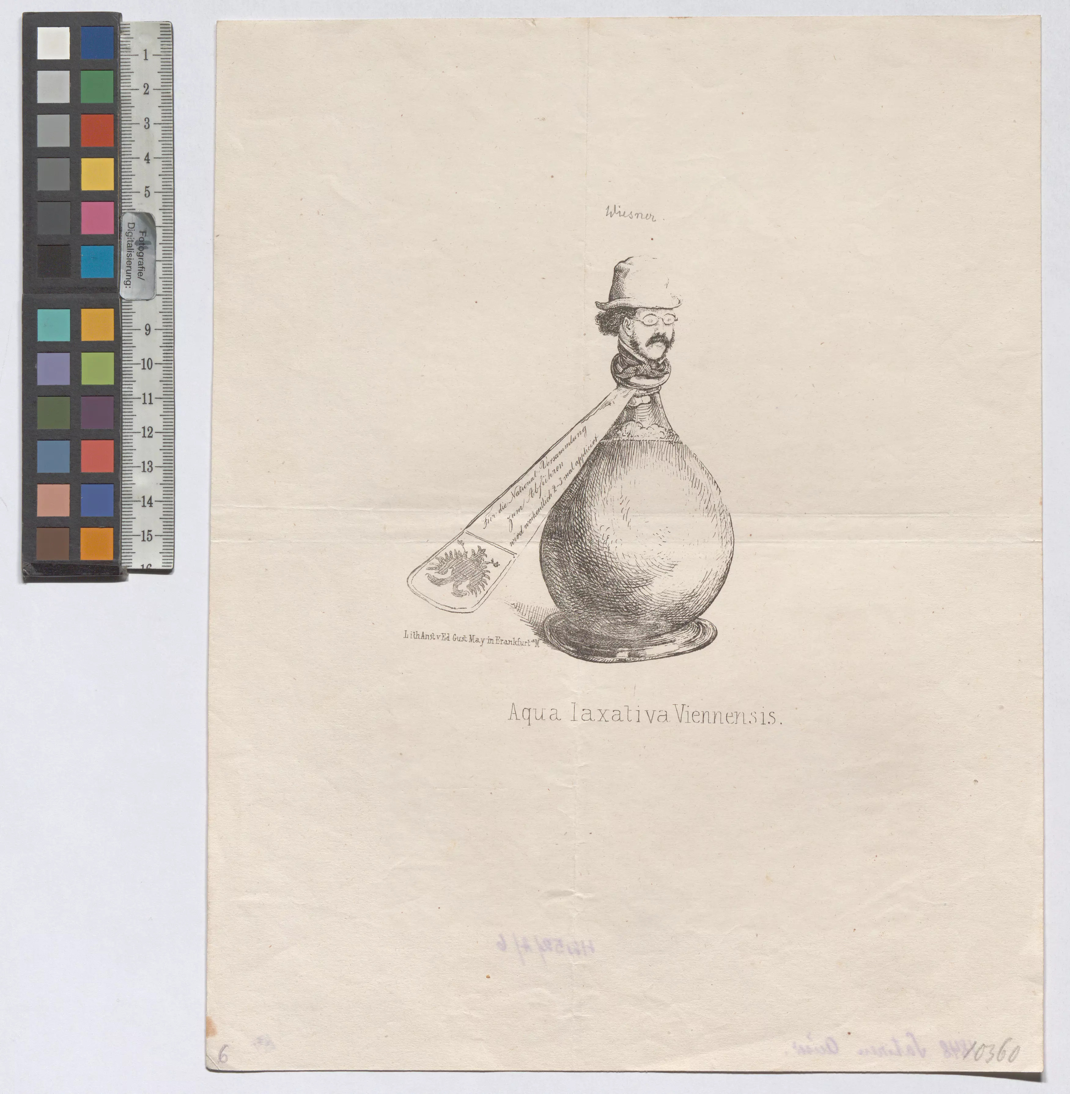 "Aqua laxativa Viennensis." (Karikatur auf Adolf Wiesner, Abgeordneter ...