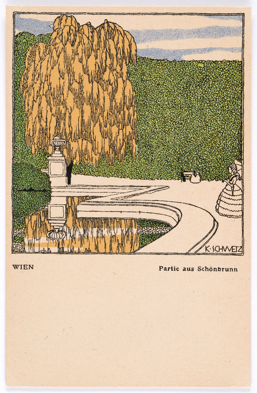 Postkarte der Wiener Werkstätte Nr. 294: Wien, Partie aus Schönbrunn ...