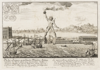 Die der Sonnen gewidtmete Wunder-Statua, Colossus zu Rhodis [...] / Le ...