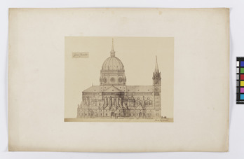 Konkurrenzentwurf zu einer Kirche, Seitenfassade "Motto Rundbogen ...