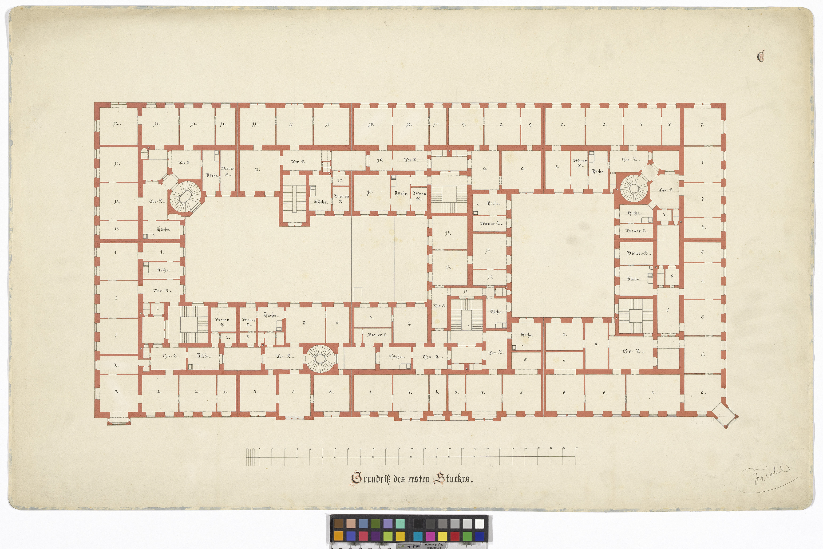 Projekt eines Miethaus-Blocks für Leopold Mayr an der Ringstraße ...
