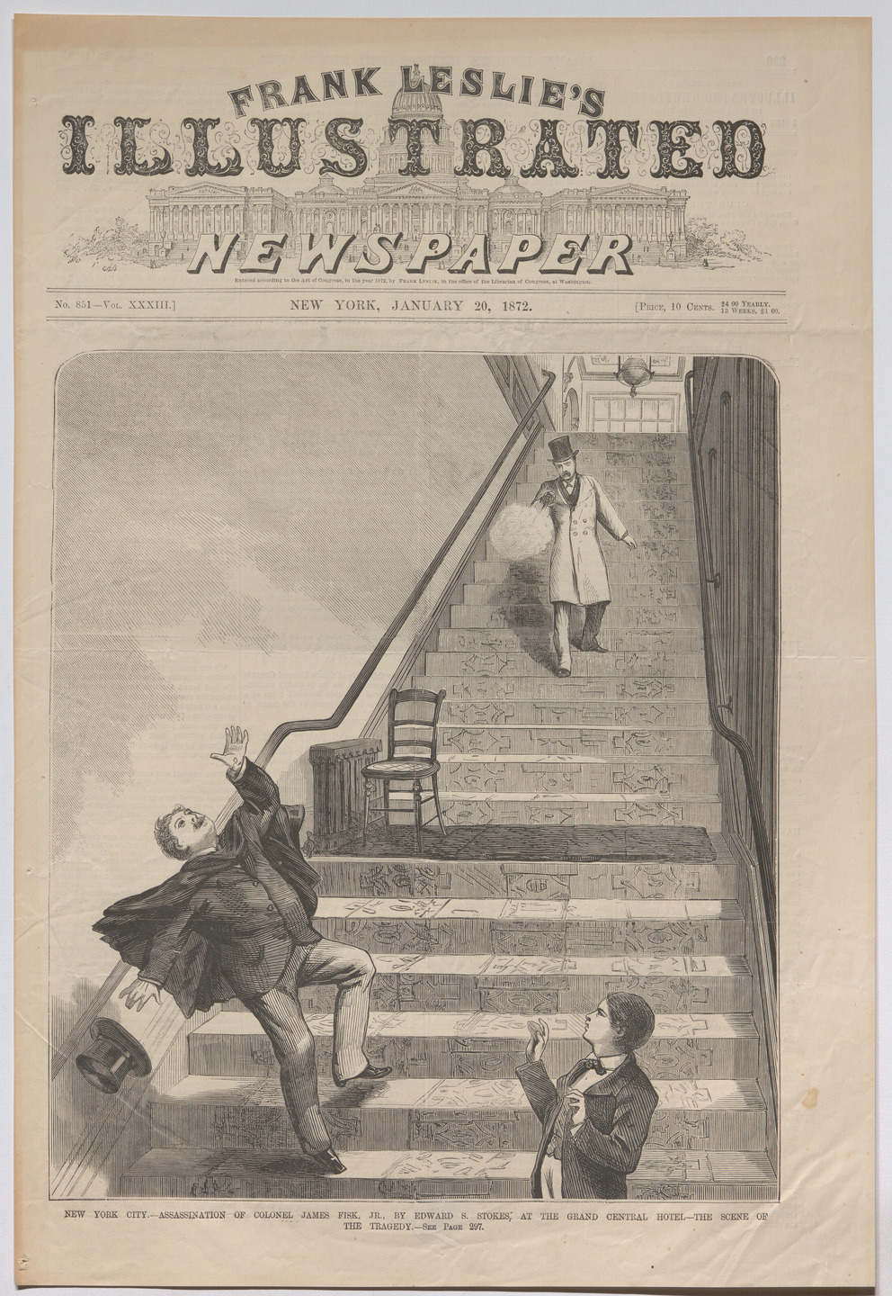 "NEW YORK CITY. ASSASSINATION OF COLONEL JAMES FISK JR., BY EDWARD S ...
