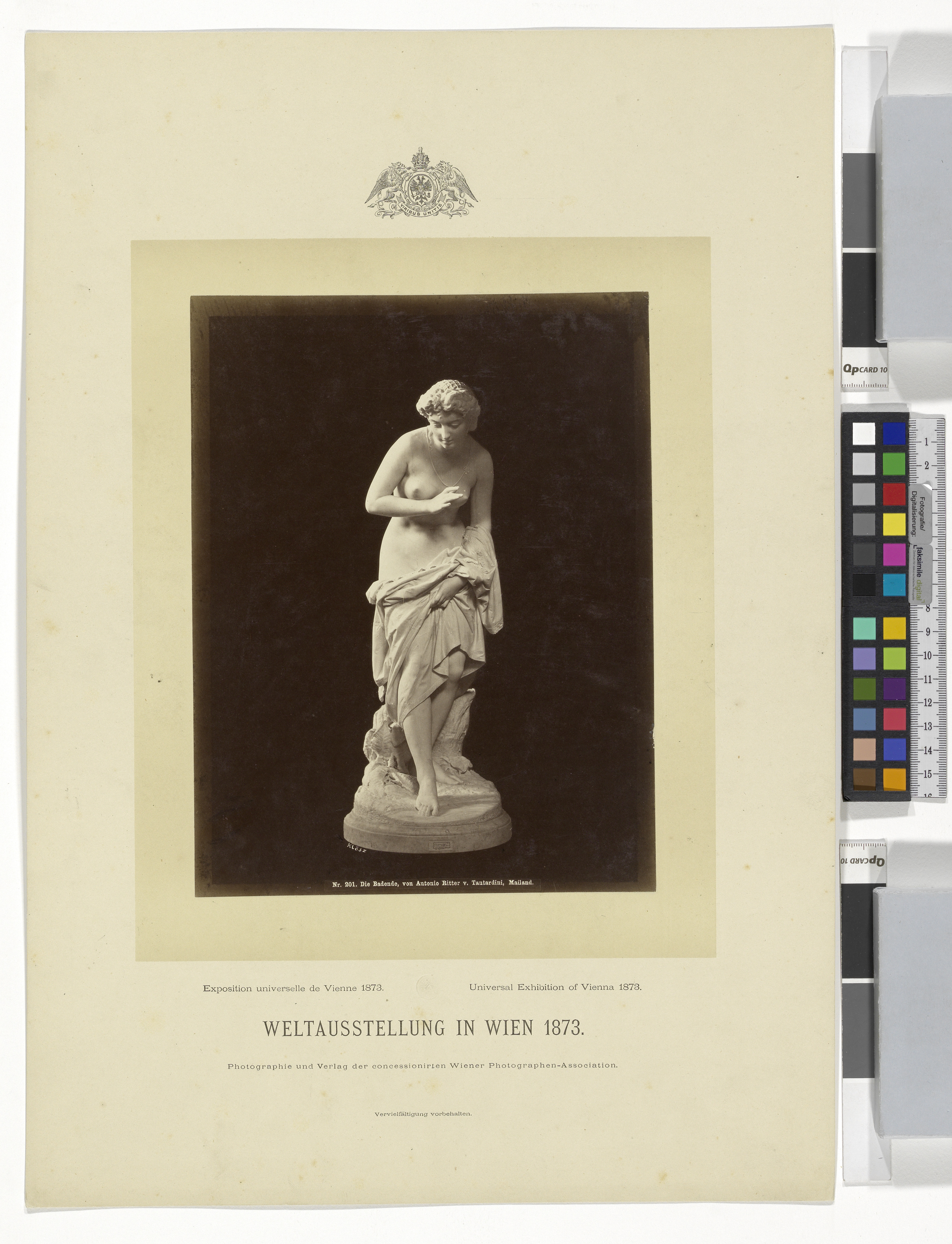 Weltausstellung 1873: "Die Badende", Skulptur von Antonio Tantardini ...