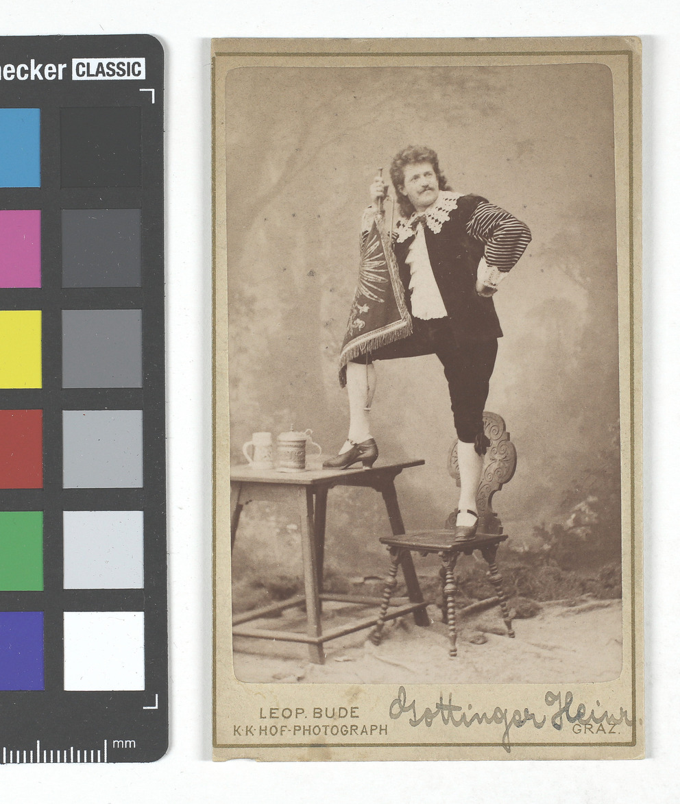 Heinrich Gottinger (1860-1929), Opernsänger, Rollenbild (rückseitig ...
