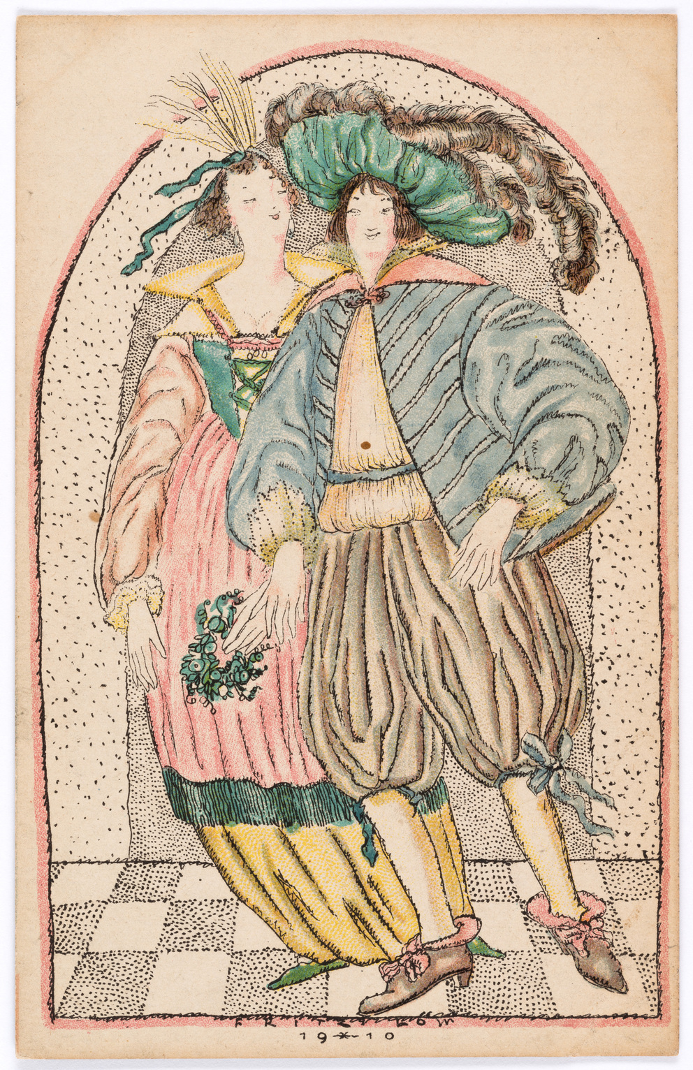 Postkarte der Wiener Werkstätte Nr. 1001: Rokoko-Mode – Wien Museum ...