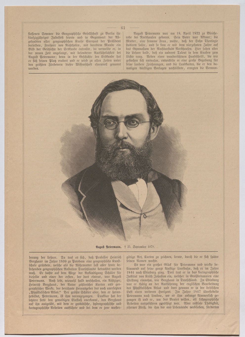 "August Petermann. + 25. September 1878." – Wien Museum Online Sammlung