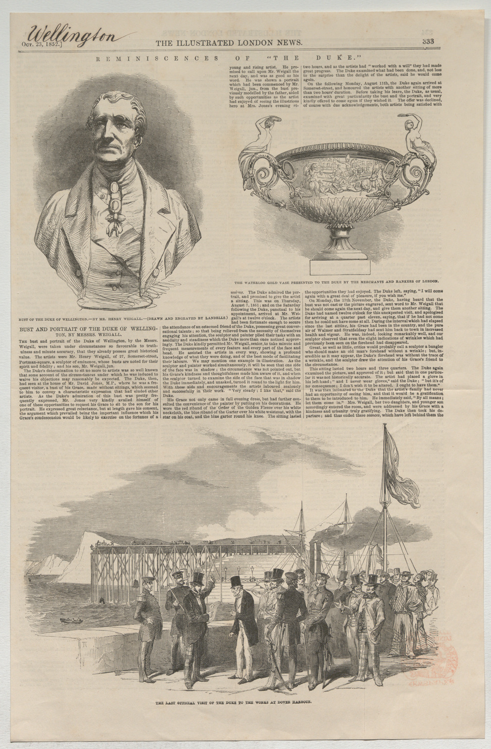 "REMINISCENCES OF "THE DUKE." BUST OF THE DUKE OF WELLINGTON. THE ...