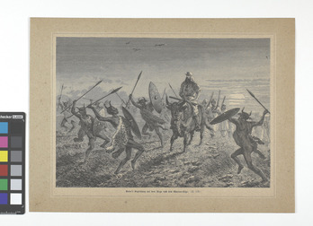 "Baker's Begleitung auf dem Wege nach dem Mwutan Nzige" (aus "Aus allen ...