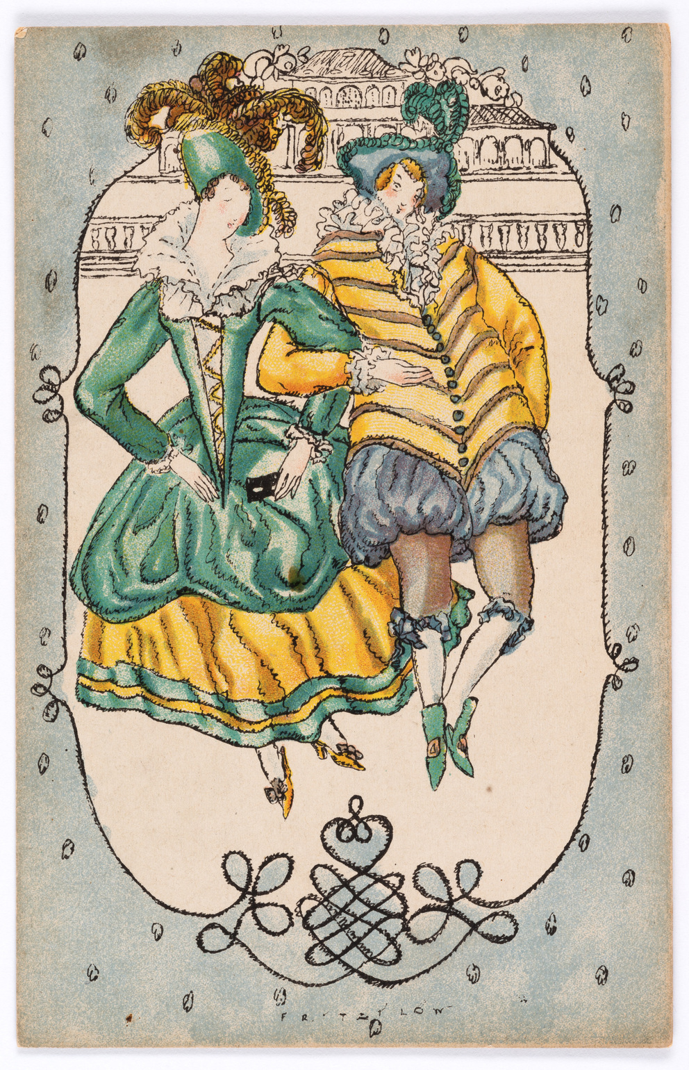 Postkarte der Wiener Werkstätte Nr. 1002: Rokoko-Mode – Wien Museum ...